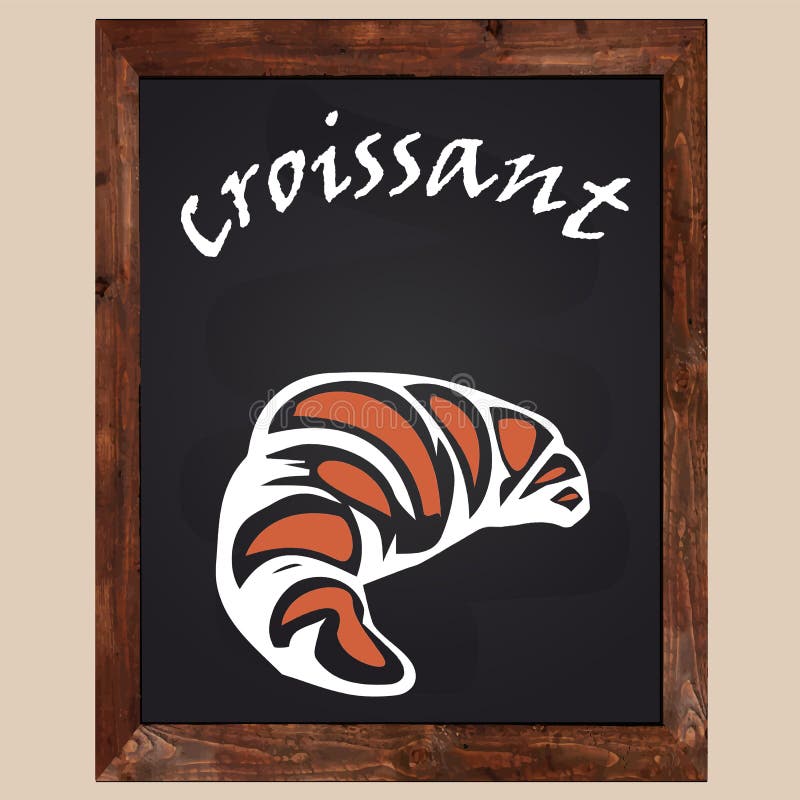 Fresh Croissant Drawn Chalk on a Blackboard Stock Vector - Illustration ...