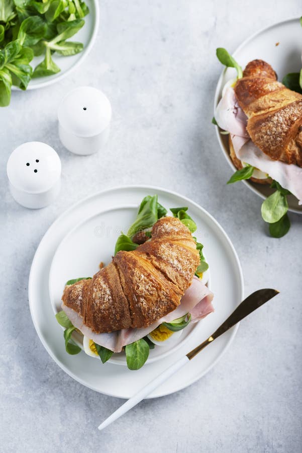 Fresh Croissant with Green Salad Stock Image - Image of italian, crust ...