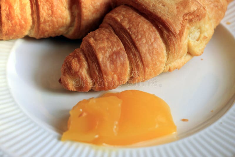 Fresh Croissant and Lemon Curd Stock Image - Image of dough, bread ...