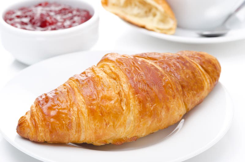 Fresh Croissant on a Plate for Breakfast Stock Photo - Image of gourmet ...