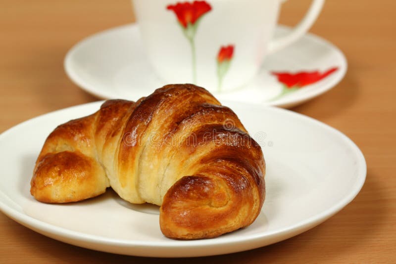 Fresh crunchy Croissant stock photo. Image of espresso - 14135700