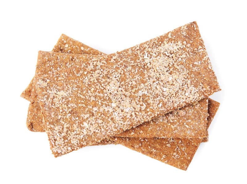 Fresh Crunchy Rye Crispbreads Isolated on White, Top View Stock Photo ...