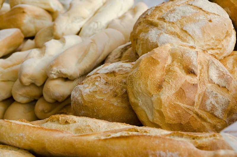 Fresh crusty white bread stock photo. Image of market - 3198292