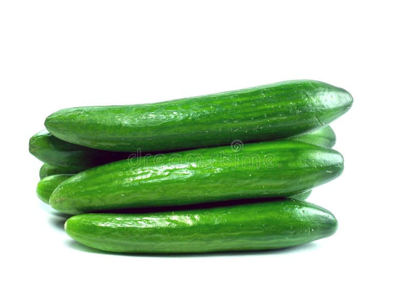 Two Fresh Cut Cucumber Slices Isolated on White Background, Close Up ...