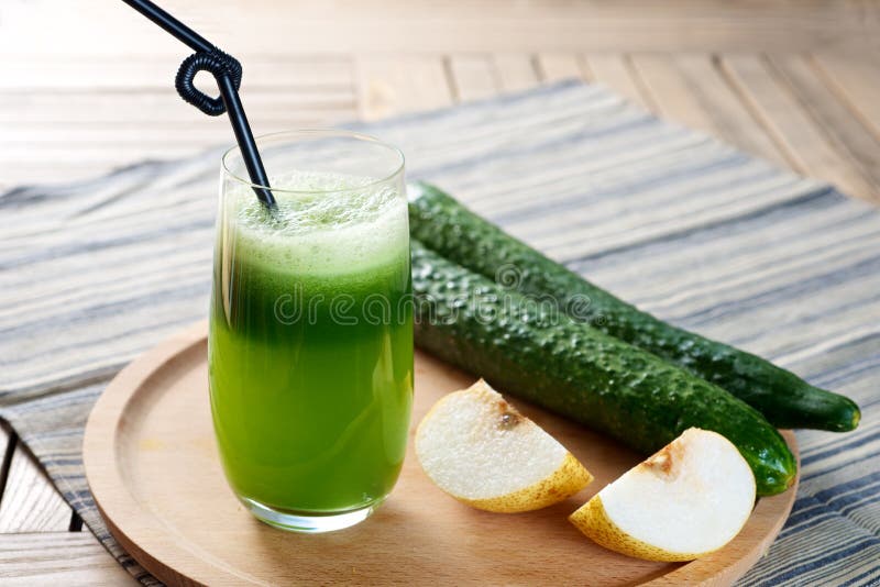 Fresh Cucumber and Pear Juice Stock Image - Image of vibrant, organic ...