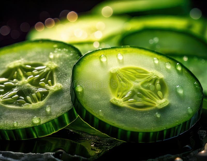 Fresh Cucumber Slices Close-Up Stock Illustration - Illustration of ...