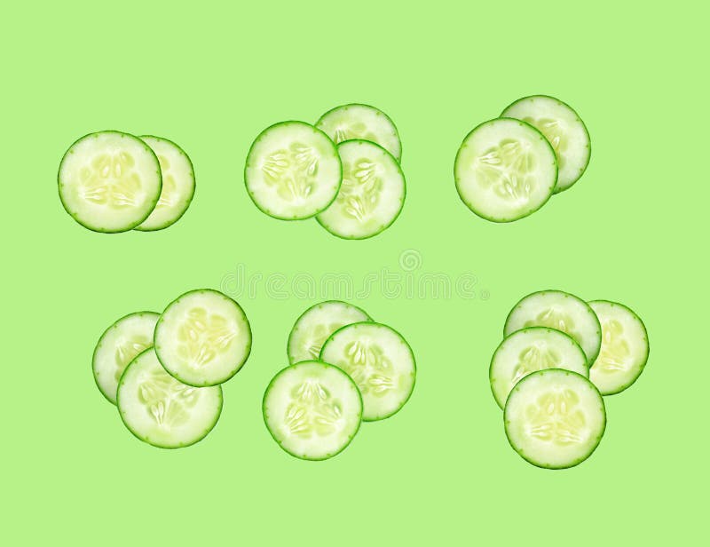 Fresh Cucumber Top View on Green Background Stock Image - Image of ...