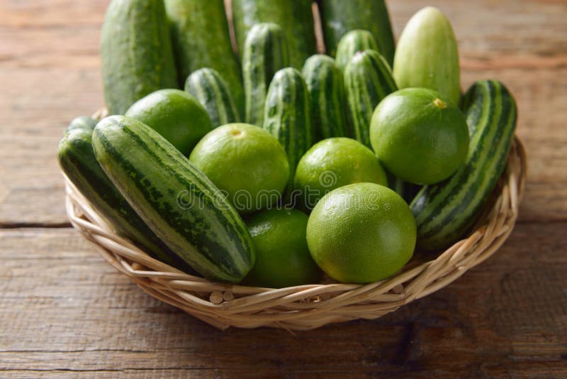 Fresh Cucumber on the Wood Table Stock Image - Image of slice, food ...
