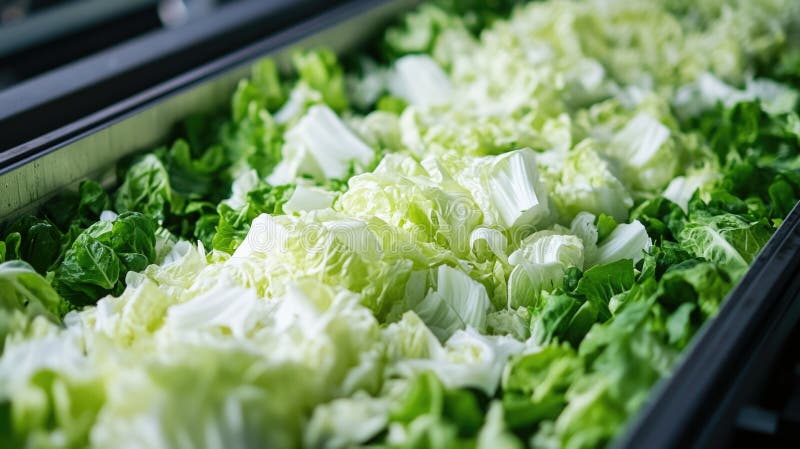 Green Leafy Vegetables Conveyor Belt Food Processing Plant Stock Photos ...