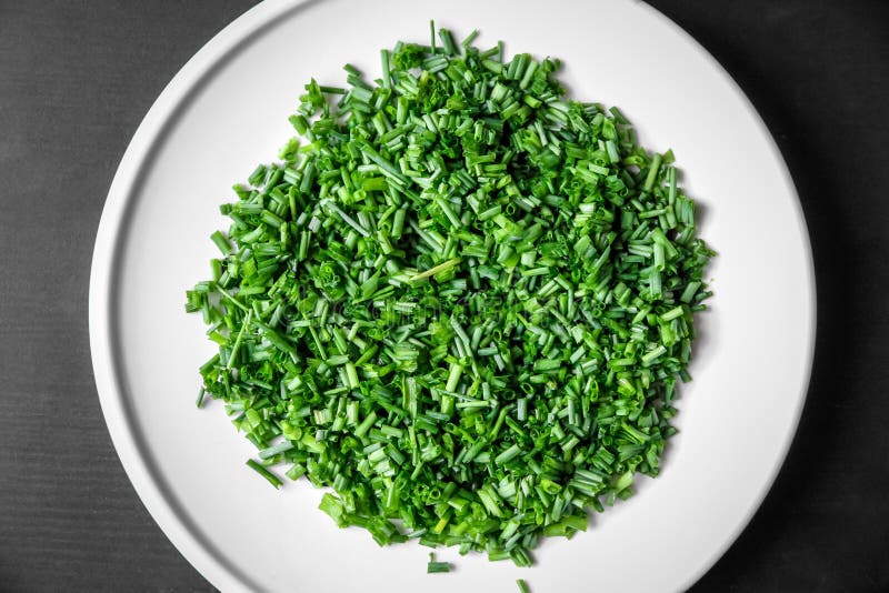 Fresh Cut Chives on a Plate Stock Image - Image of chopped, closeup ...