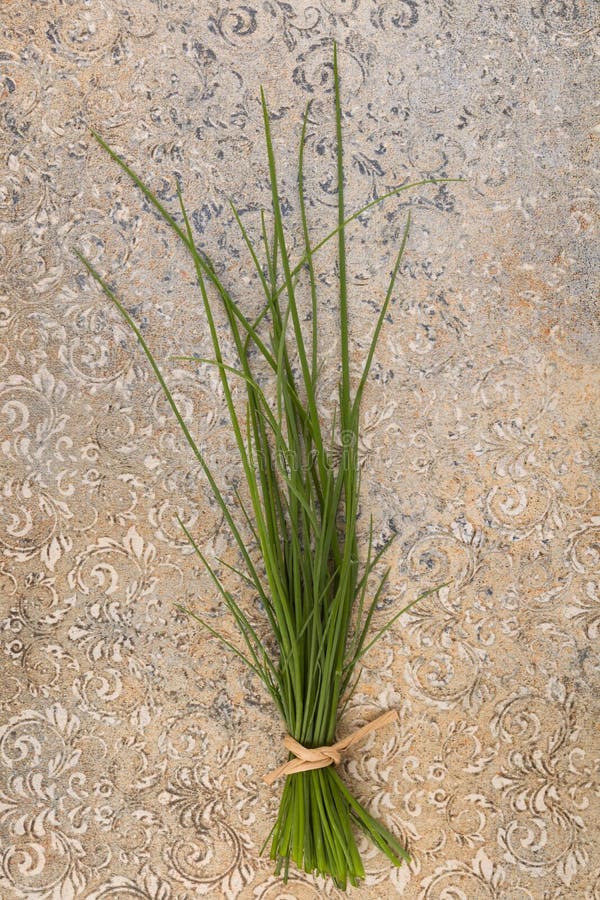 Fresh Cut Chives on the Table from Above Stock Photo - Image of ...