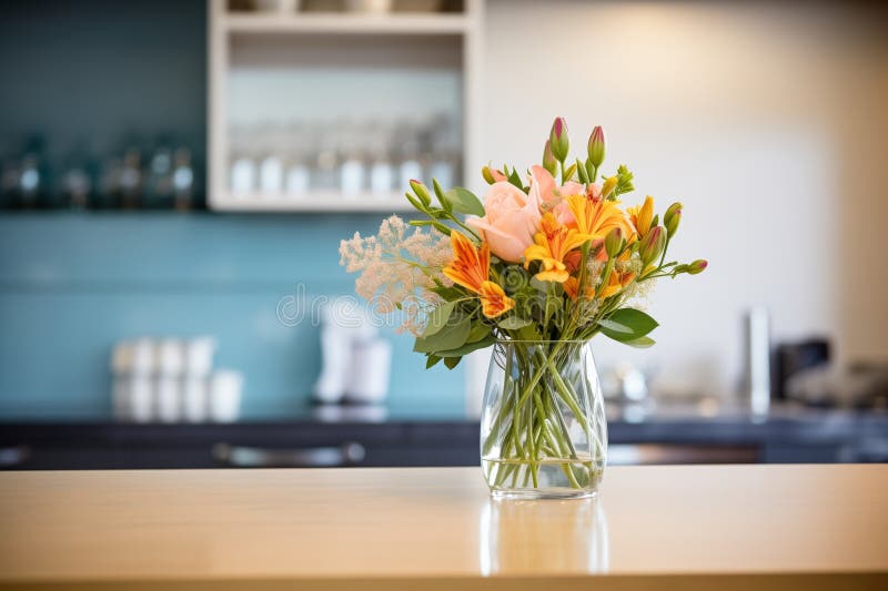 Fresh-cut Flowers in a Vase on Studio Reception Desk Stock Photo ...