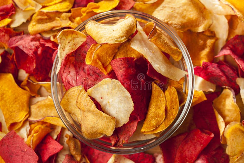 Fresh Cut Organic Vegetable Chips Stock Photo - Image of pepper ...