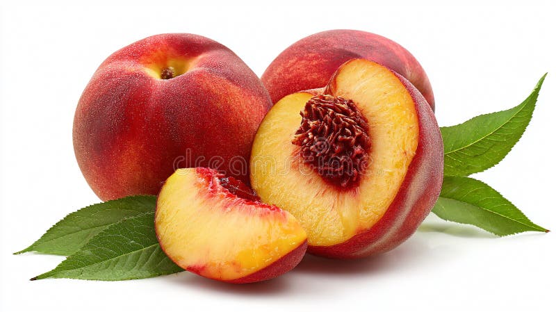 Fresh Cut Peaches on White Background - Professional Food Photography ...