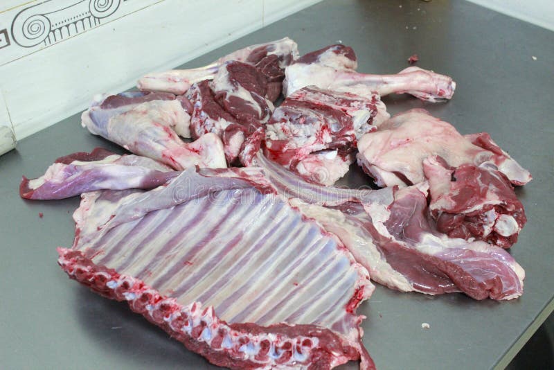There are Fresh Raw Lamb Chops and Mutton on the Table Stock Image ...