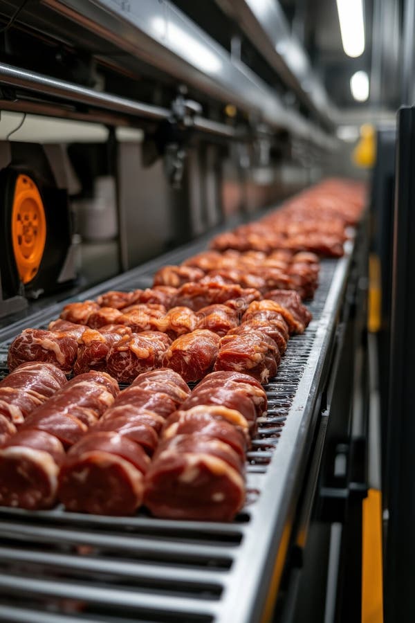 Quality Cuts of Beef Being Processed in a Meatpacking Facility while ...