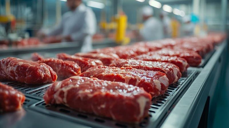 Fresh Cuts of Beef Prepared in a Processing Facility during Daytime ...