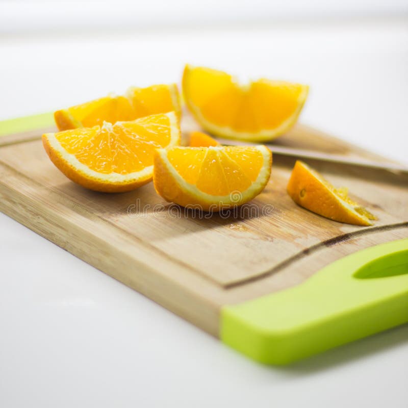 Fresh Cutted Orange on Wooden Plank Stock Photo - Image of plank ...