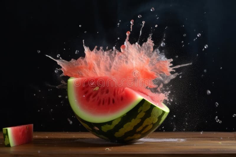 Fresh Cutted Watermelon Exploding. Generate Ai Stock Illustration ...