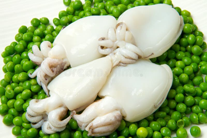 Fresh cuttlefish with peas stock photo. Image of grill - 21269406