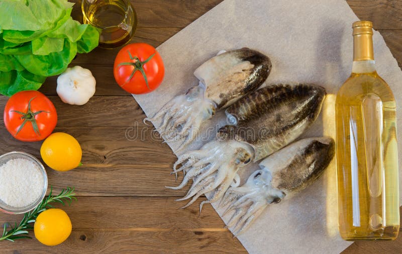 Fresh Cuttlefish with Vegetables Stock Image - Image of cooking ...