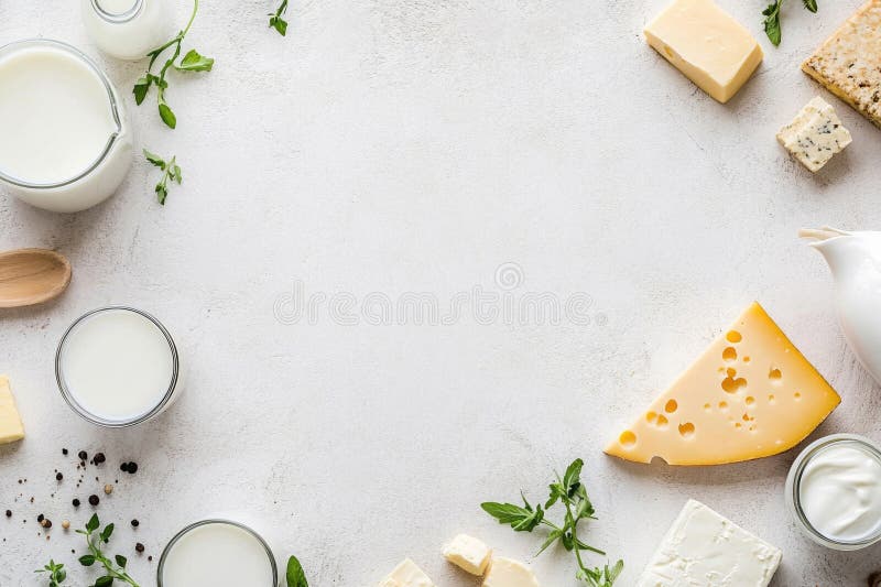 Fresh Dairy Products with Blank Space Stock Illustration - Illustration ...