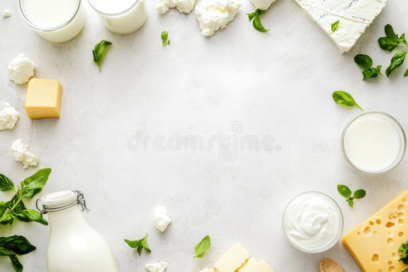 Fresh Dairy Products with Blank Space Stock Illustration - Illustration ...