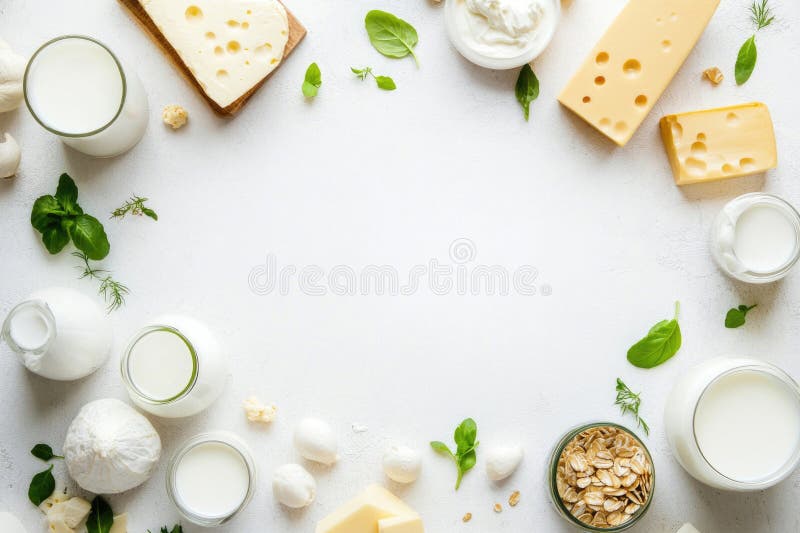 Fresh Dairy Products with Blank Space Stock Illustration - Illustration ...
