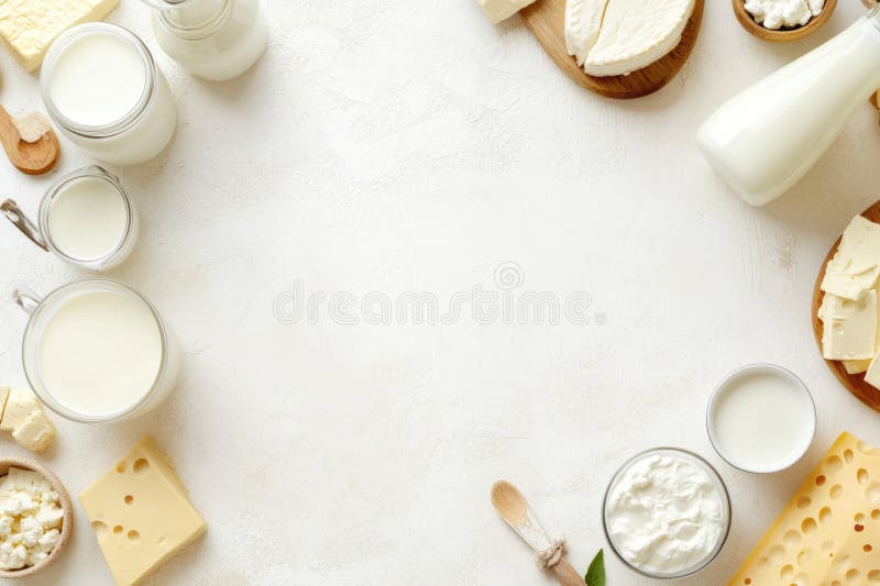 Fresh Dairy Products with Blank Space Stock Illustration - Illustration ...