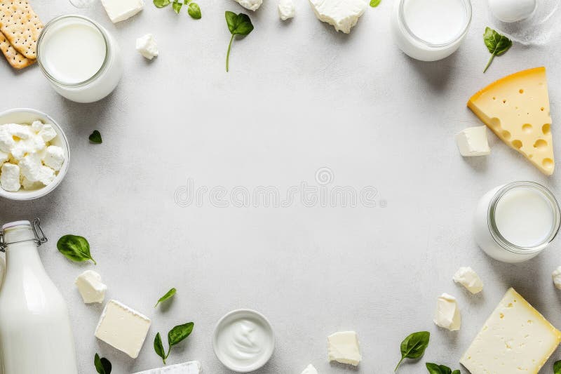 Fresh Dairy Products with Blank Space Stock Illustration - Illustration ...