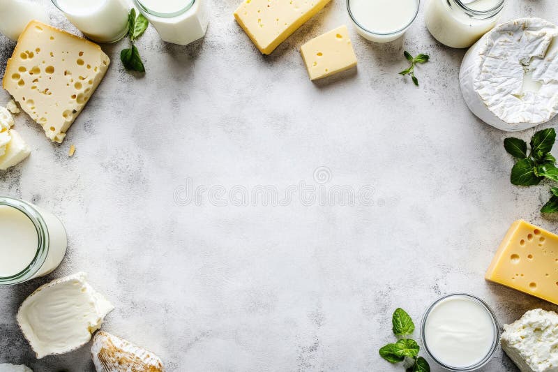 Fresh Dairy Products with Blank Space Stock Illustration - Illustration ...