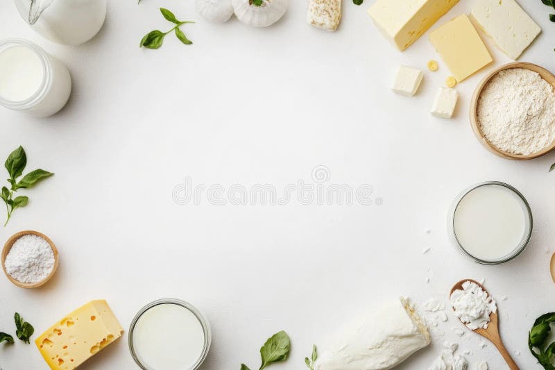 Fresh Dairy Products with Blank Space Stock Illustration - Illustration ...