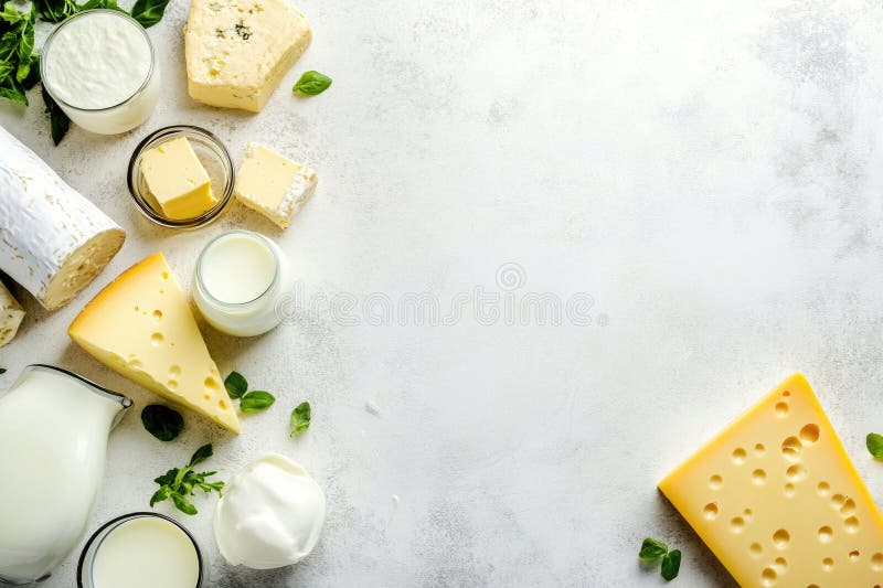Fresh Dairy Products with Blank Space Stock Illustration - Illustration ...