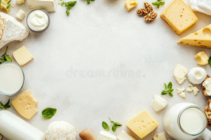 Fresh Dairy Products with Blank Space Stock Illustration - Illustration ...