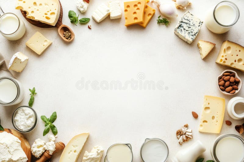 Fresh Dairy Products with Blank Space Stock Illustration - Illustration ...