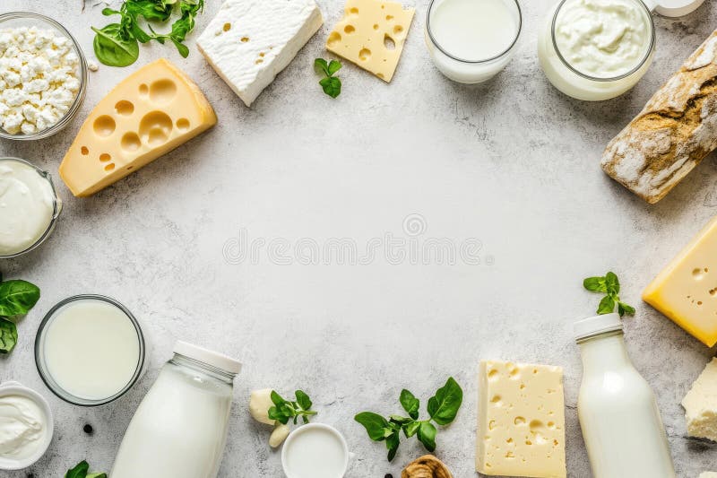 Fresh Dairy Products with Blank Space Stock Illustration - Illustration ...