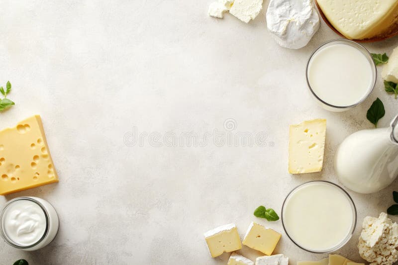 Fresh Dairy Products with Blank Space Stock Illustration - Illustration ...