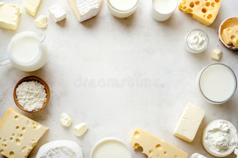 Fresh Dairy Products with Blank Space Stock Illustration - Illustration ...