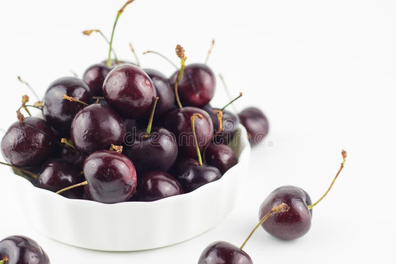 Fresh Dark Purple Cherry Isolated Background Stock Image - Image of ...