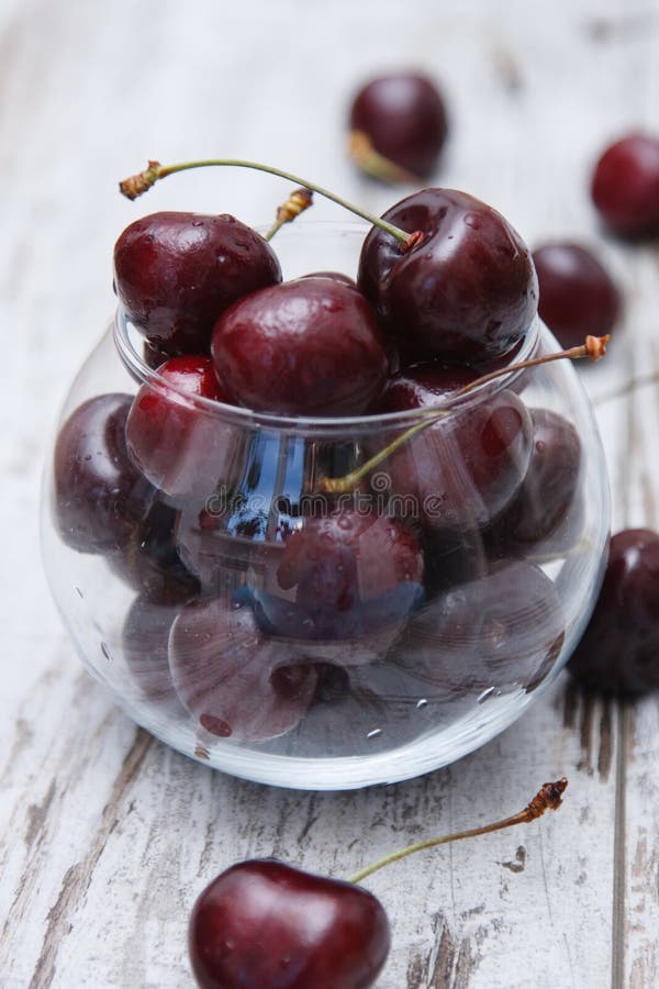 Fresh dark red cherries stock image. Image of juicy, kitchen - 30337093