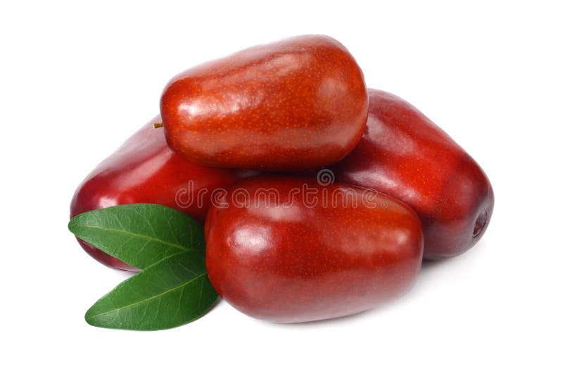 Date Fruits with Green Leaves Isolated on White Background. Clipping ...