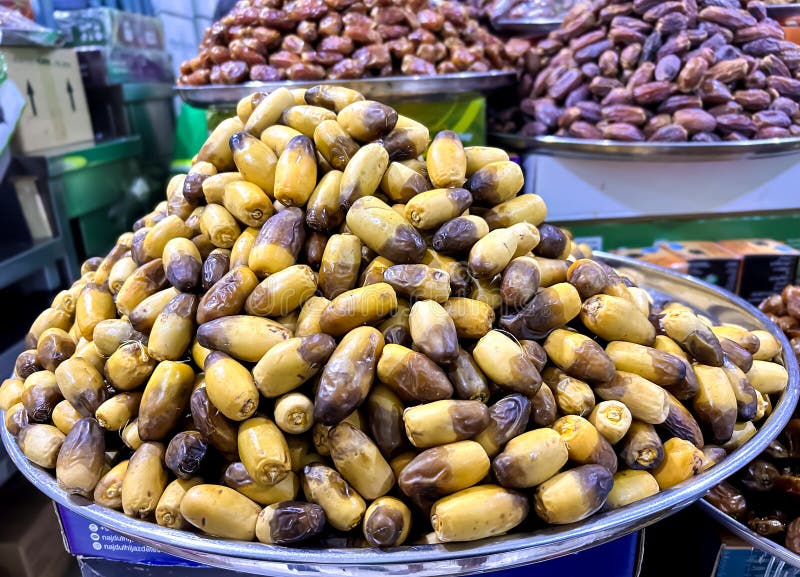 Fresh Dates on Display, Likely in a Market Setting. the Various Date ...