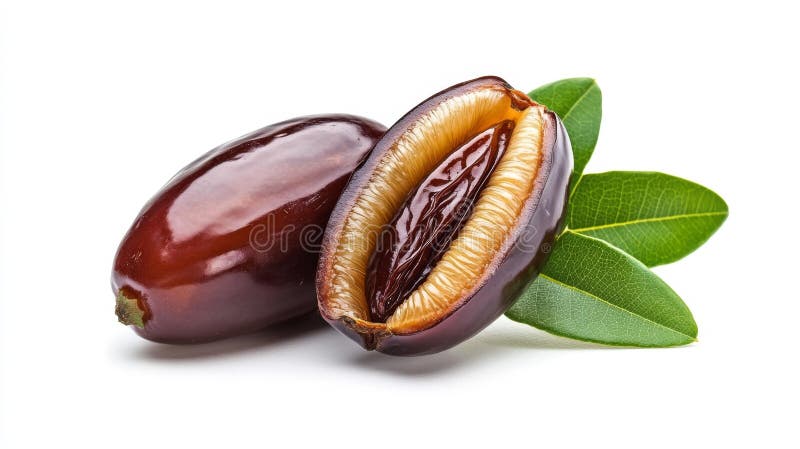 Fresh Dates with Leaves Isolated on White Background Generative AI ...