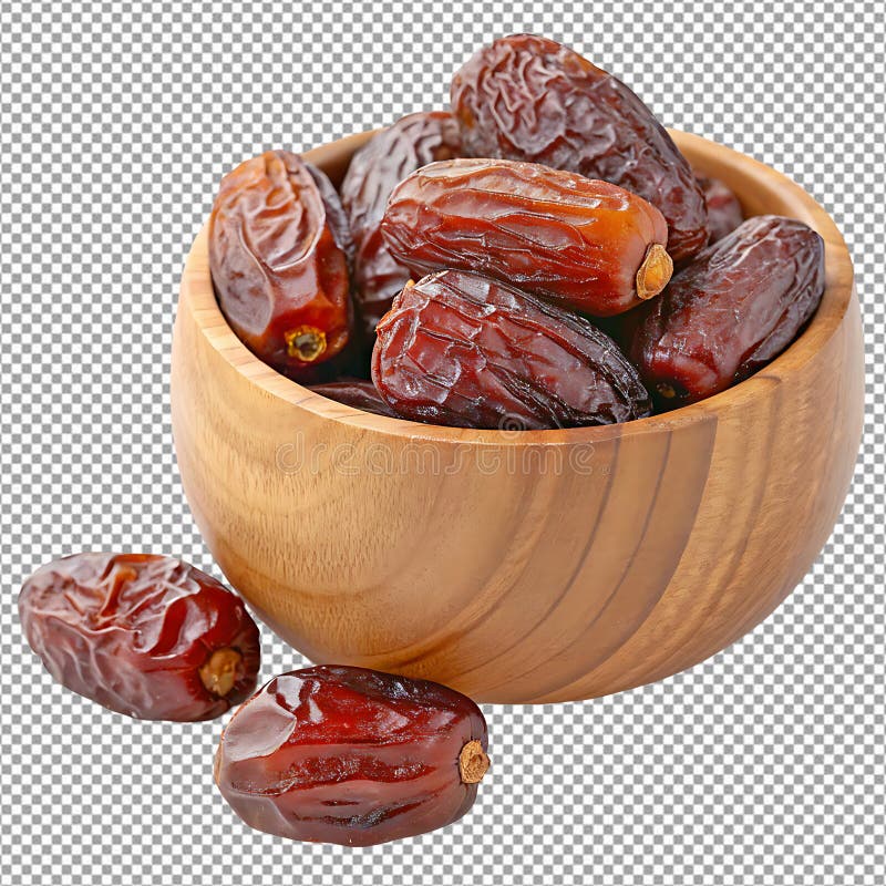 A Bunch of Fresh Dates in Wooden Bowl Stock Illustration - Illustration ...