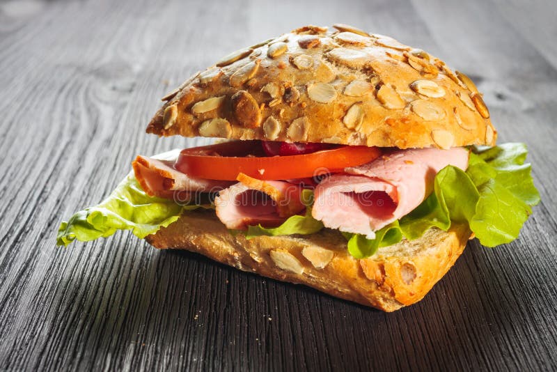 A Fresh Deli Sandwich with Ham Stock Photo - Image of vegetable ...