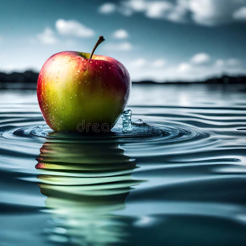 Apple Floating on Water - Ai Generated Image Stock Illustration ...