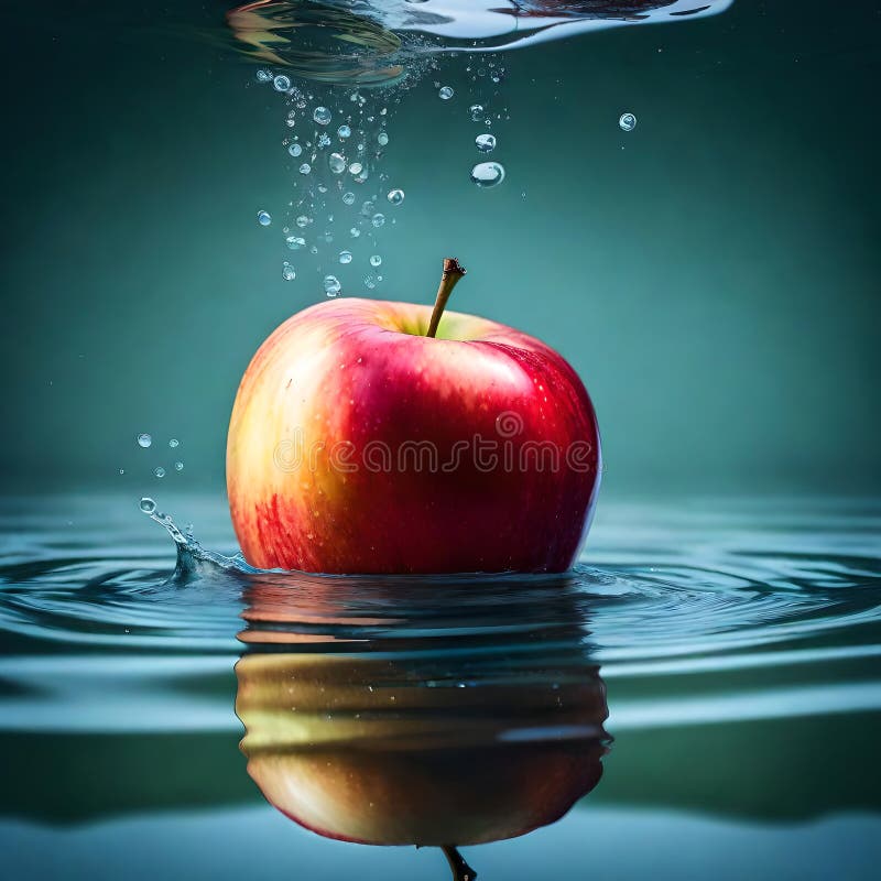 Apple Floating on Water - Ai Generated Image Stock Illustration ...