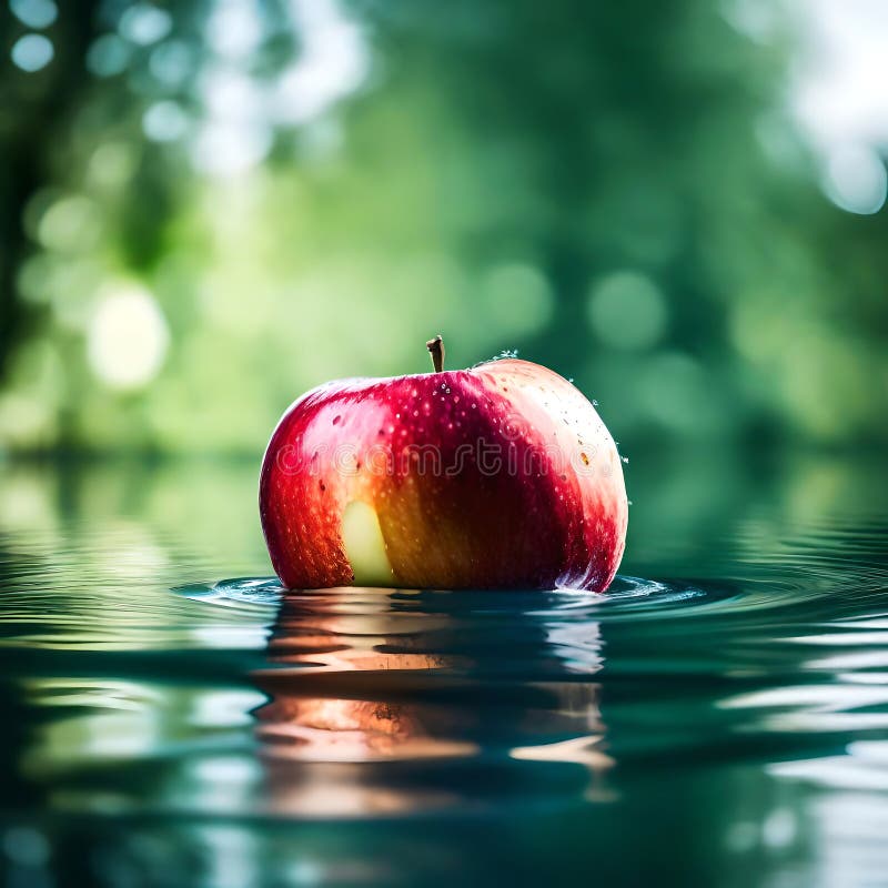 Apple Floating on Water - Ai Generated Image Stock Illustration ...