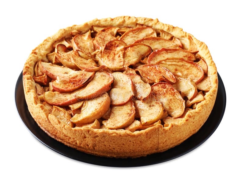 Fresh Delicious Apple Pie Isolated on White Stock Image - Image of ...