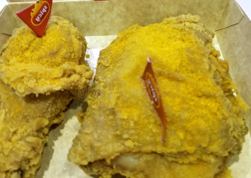 Fresh Delicious Crispy Fried Chicken Golden Brown on White Box Stock ...